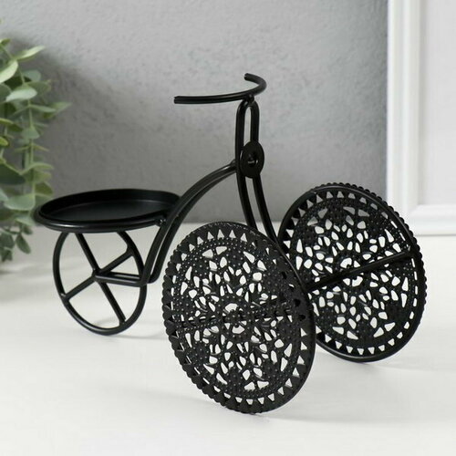 Подсвечник металл на1 свечу "Трёхколёсный велосипед" d=8 см чёрный 23х11.5х16 см