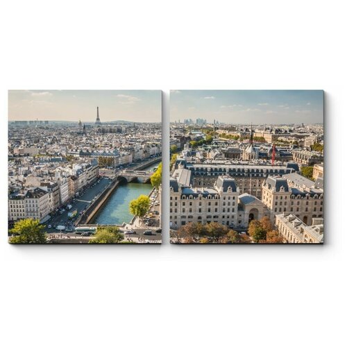 Модульная картина Пролетая над Парижем60x30