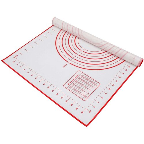 Силиконовый коврик для замешивания и выпекания антипригарный многоразовый тефлоновый рецептурный кухонный термоковрик 40 х 50 см (Красно-белый) х 2 шт