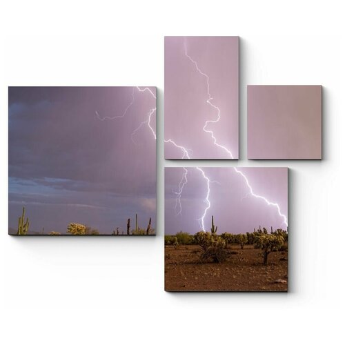 Модульная картина Вспышки молнии в пустыне 132x110