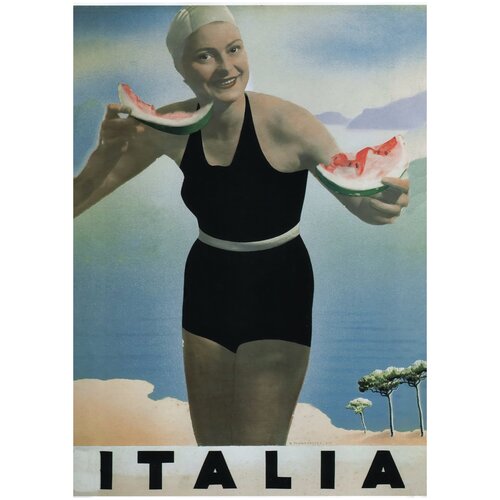 Постер / Плакат / Картина Девушка в Италии 40х50 см в подарочном тубусе