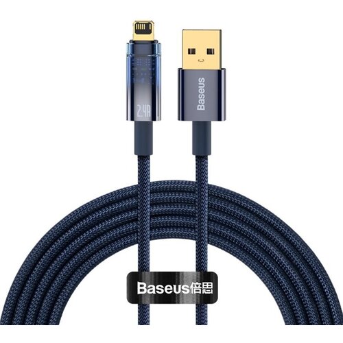 Кабель Baseus Explorer Series Auto Power-Off Fast Charging Data Cable USB to Lightning 2.4A 2m Blue (CATS000503)