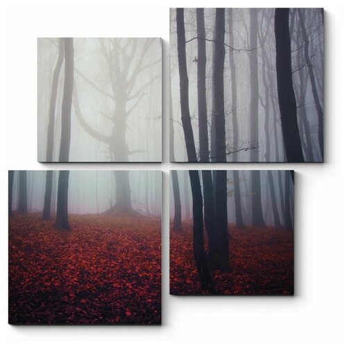Модульная картина Осенний лес туманным утром 180x180