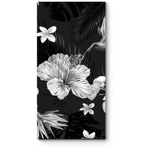 Модульная картина Черно-белый цветочный узор 30x60