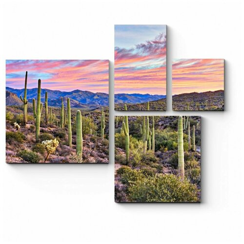 Модульная картина Закат в пустыне Соноран 82x68