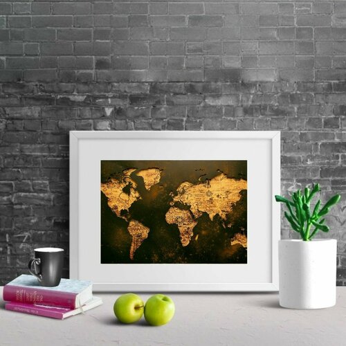 Постер "Оригинальная карта мира" Cool Eshe из коллекции "Интерьеры на любой вкус", плакат на стену А4 (29,7 х 21 см)