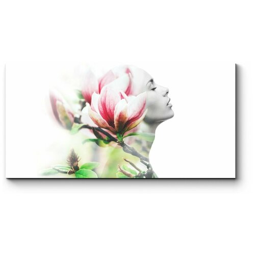 Модульная картина Девушка-цветок 110x55