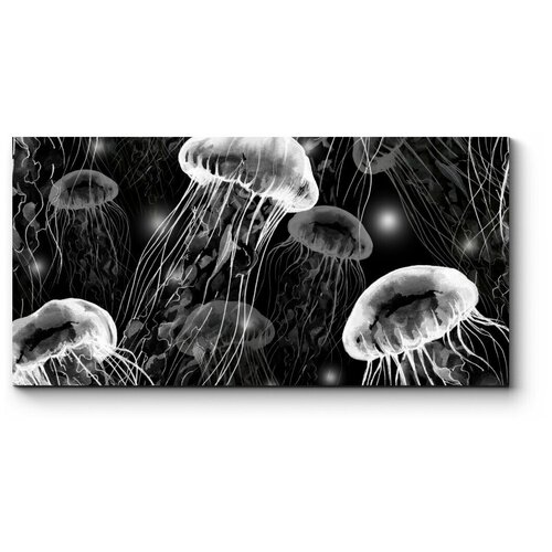 Модульная картина Черно-белые медузы 90x45