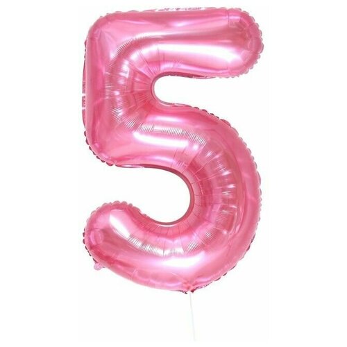 Шар фольгированный 32" "Цифра 5", цвет прозрачно-розовый