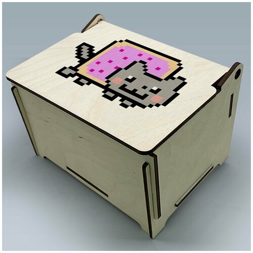 Подарочная коробка шкатулка с крышкой на петлях УФ рисунок размер 16,5x12,5 см nyan art - 131