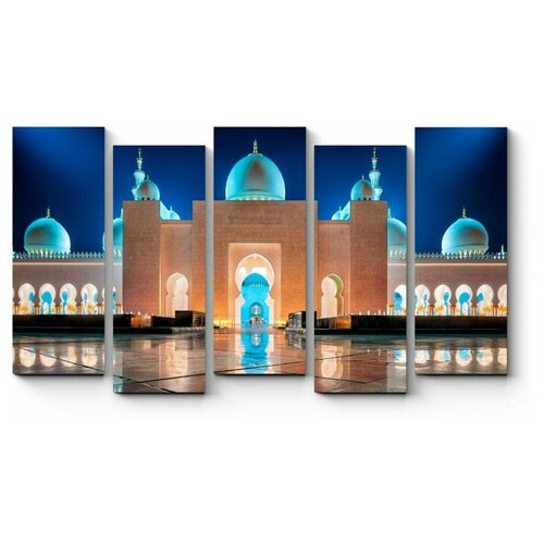 Модульная картина Сияющая в ночи Мечеть 90x52