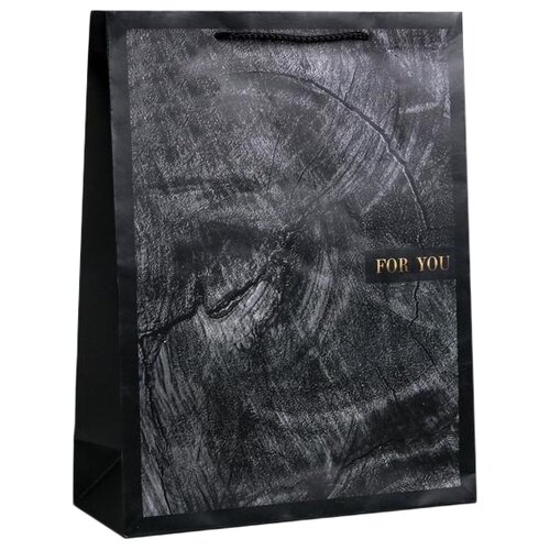 Пакет подарочный Дарите счастье Wood style, 31х40х11,5 см, чёрный