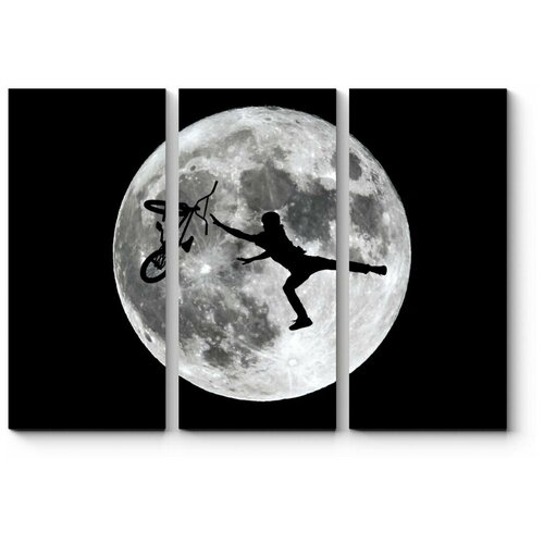 Модульная картина Силуэт байкера на фоне луны130x93