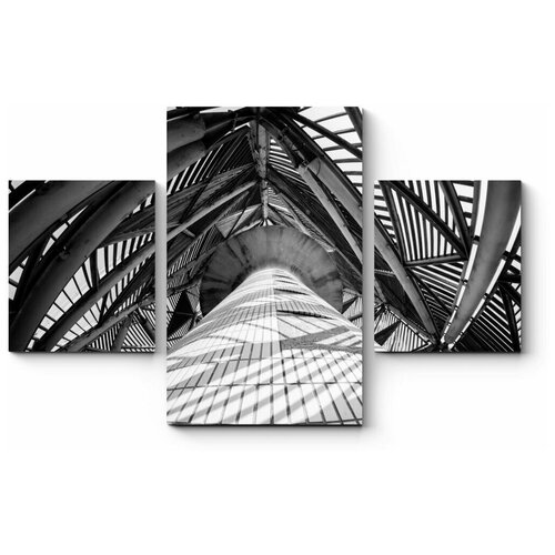 Модульная картина Винтовая черно-белая лестница140x91