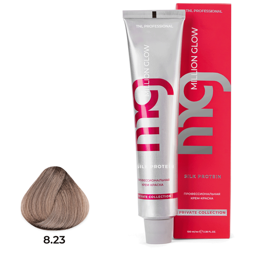 TNL Professional Крем-краска для волос Million glow Silk protein, 8.23 светлый блонд перламутровый золотистый, 100 мл