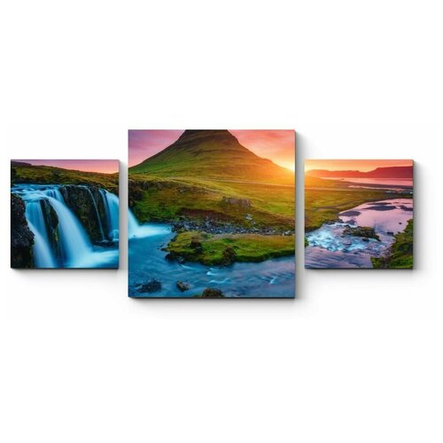 Модульная картина Красочный рассвет, Исландия 210x90