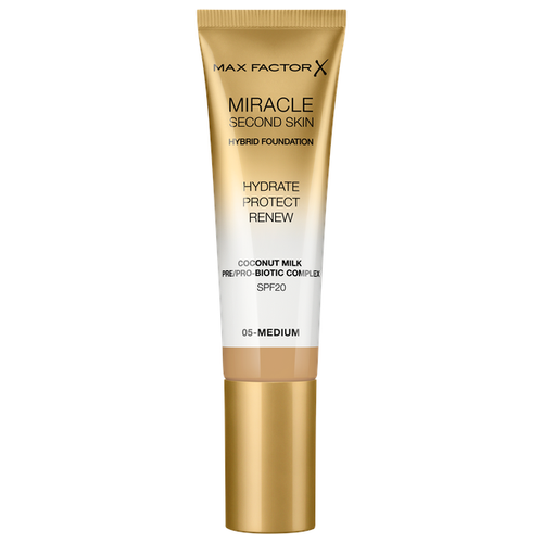 Max Factor Тональный крем Miracle Touch Second Skin, SPF 20, 30 мл/30 г, оттенок: 05 medium