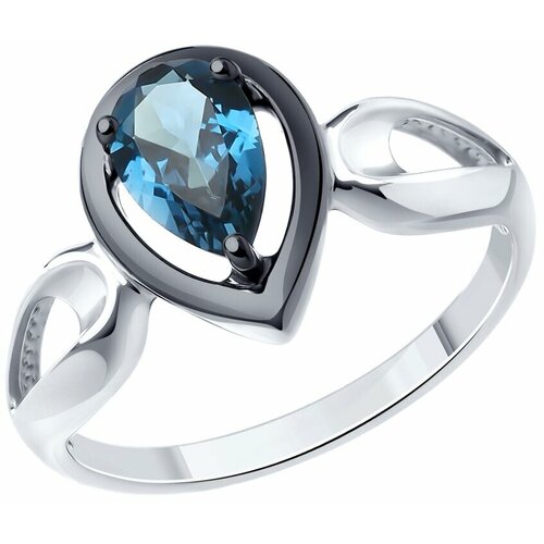 Кольцо Diamant online, серебро, 925 проба, Лондон топаз, размер 17.5