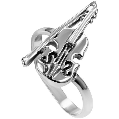 Кольцо Самородок Скрипка со смычком, серебро, 925 проба, чернение, размер 17, серебряный