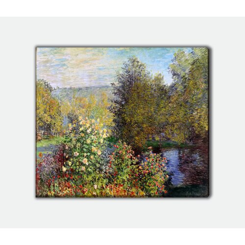 Картина для интерьера на холсте Клода Моне "Уголок сада в Монжероне" 80х90, холст без подрамника