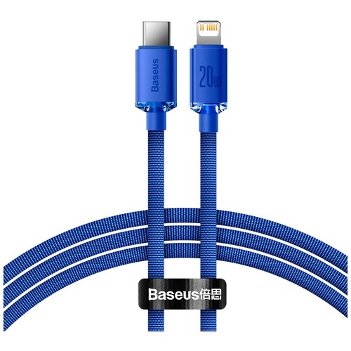 Кабель для передачи данных / быстрой зарядки / Baseus Crystal Shine Series USB Type C to Lightning 20 Вт 1.2 м, синий CAJY000203