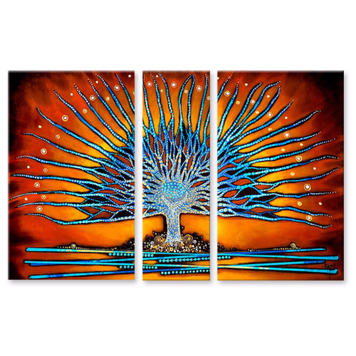 Модульная картина на холсте "Дерево-павлин" 150x98 см