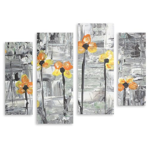 Модульная картина на холсте "Нарциссы красками" 90x70 см