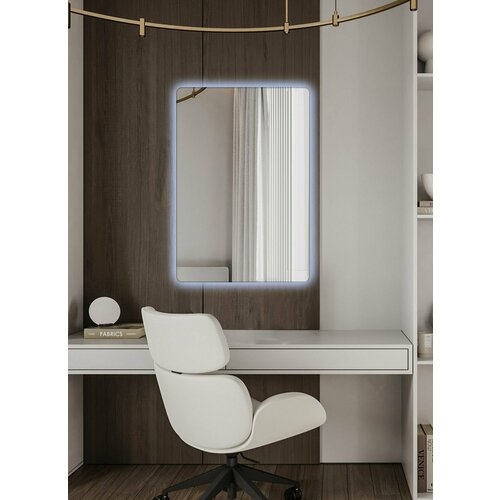 Зеркало для ванной Prisma 100*60 прямоугольное вертикальное "парящее" с холодной LED-подсветкой