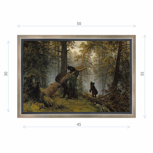 Картина Ивана Шишкина Утро в сосновом лесу 1889 (Третьяковская галерея) Матовый холст в раме 35х50 см
