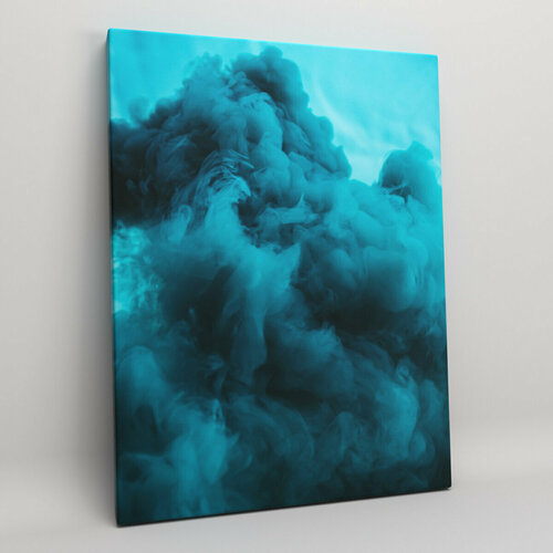 Картина на холсте (интерьерный постер) "Голубой дым" абстракция, с деревянным подрамником, размер 45x60 см