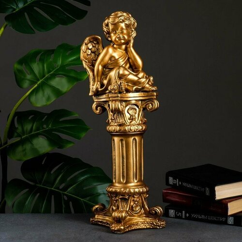 Фигура "Ангел сидя на колонне" бронза 14х14х53см (комплект из 2 шт)