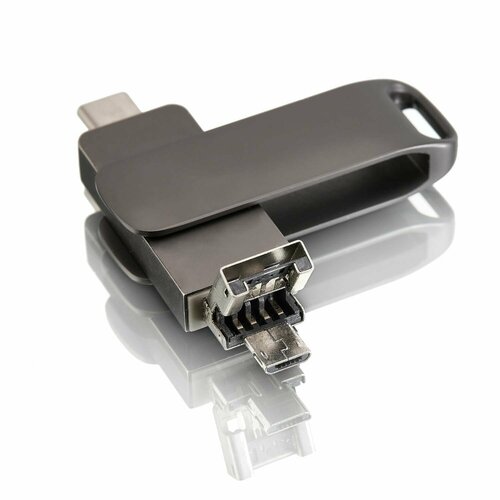 USB флешка, USB flash-накопитель, Флешка Ultra 3 в 1 (USB + micro USB + Type-C), 32 ГБ, темно-серая, арт. F38 10шт