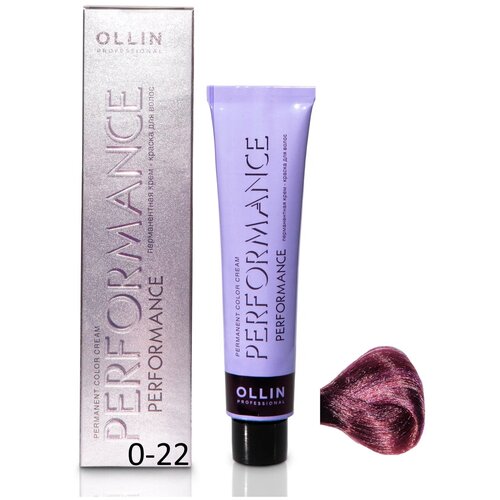 OLLIN Professional Performance перманентная крем-краска для волос, микстон, 0/22 фиолетовый, 60 мл