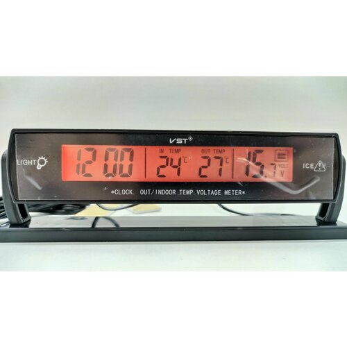 Часы автомобильные с термометром/вольтметром - арт. 3550