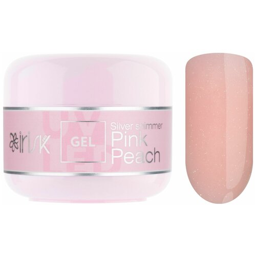 IRISK Гель для наращивания, моделирования ногтей с шиммером ABC, оттенок № 15 Pink Peach (Silver shimmer)