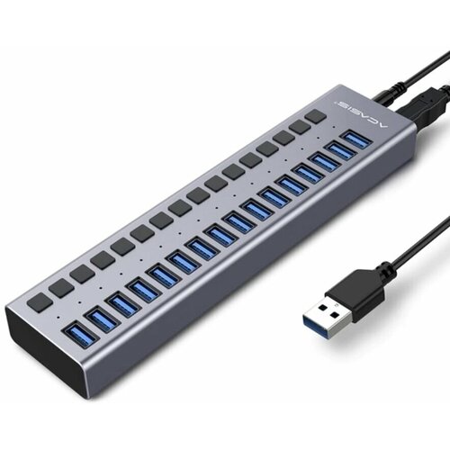 Хаб Acasis USB 3.0 HUB With Individual Power Switches 12V 7.5A HS-716MG (16 портов) Gray