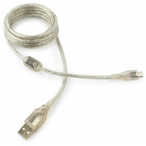 Набор из 3 штук Кабель USB 2.0 Pro Cablexpert CCP-mUSB2-AMBM-6-TR, AM/microBM, 1,8 м, экран, ферритовое кольцо, прозрачный