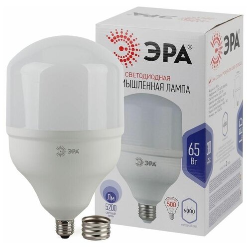 Лампа светодиодная высокомощная STD LED POWER T160-65W-6500-E27/E40 65Вт T160 колокол 6500К холод. бел. E27/E40 (переходник в компл.) 5200лм Эра Б002