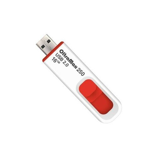 Флешка OltraMaх 250, 16 Гб, USB2.0, чт до 15 Мб/с, зап до 8 Мб/с, красная