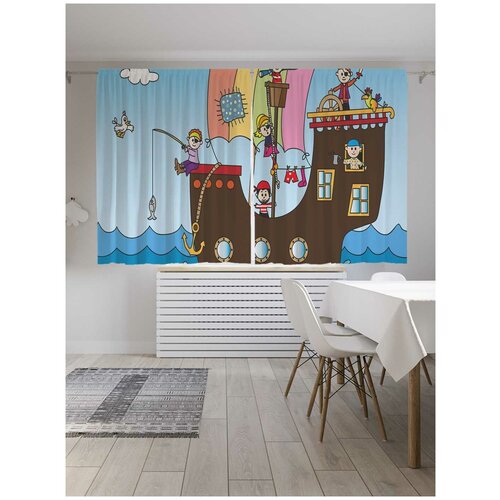 Классические шторы JoyArty "Дети пираты", серия Oxford DeLux, 2 полотна 145x180 см