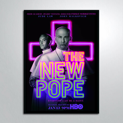 Постер в раме/Новый Папа Неон The New Pope