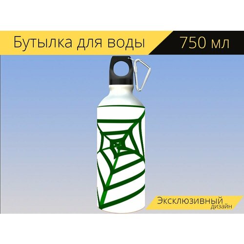 Бутылка фляга для воды "Паутина, паук, липкий" 750 мл. с карабином и принтом