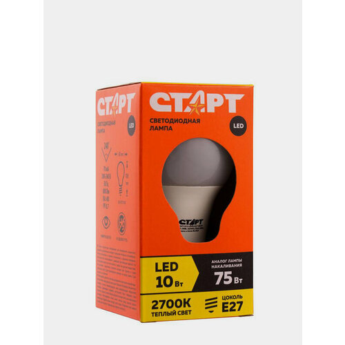 Лампа светодиодная Старт LED, серия "ЭКО" 10W30, тип А "груша", E27, 2700К, теплый свет