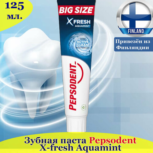 Зубная паста Pepsodent XFresh Aquamint 125 мл, гелевая зубная паста со свежим эвкалиптом и ментолом, из Финляндии