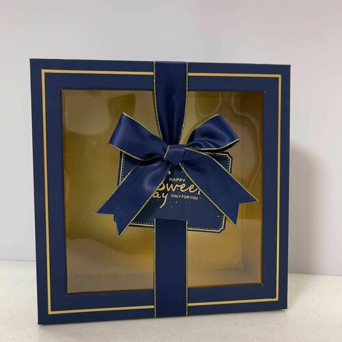 Подарочная коробка для упаковки подарка, Синяя, L, квадратная