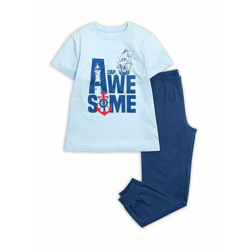 Пижама  Pelican, размер 9/134, голубой, синий