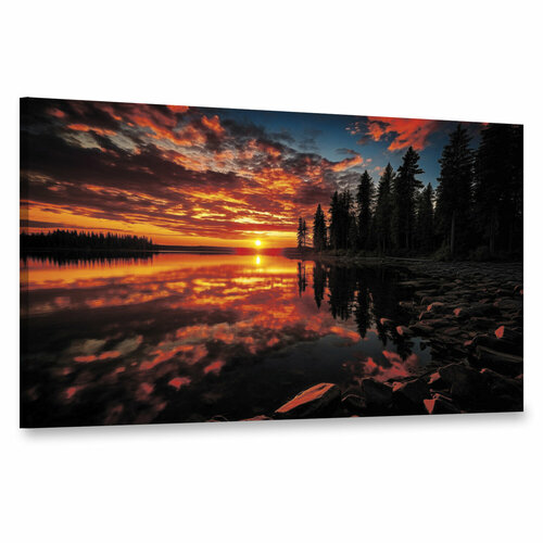 Интерьерная картина 100х60 "Закат на озере"