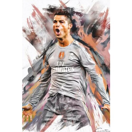 Плакат, постер Криштиану Роналду футболист. Cristiano Ronaldo на холсте, размер 60х84см