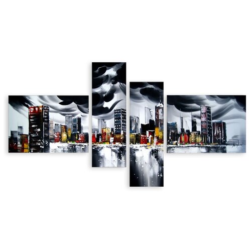 Модульная картина на холсте "Город перед грозой" 150x82 см