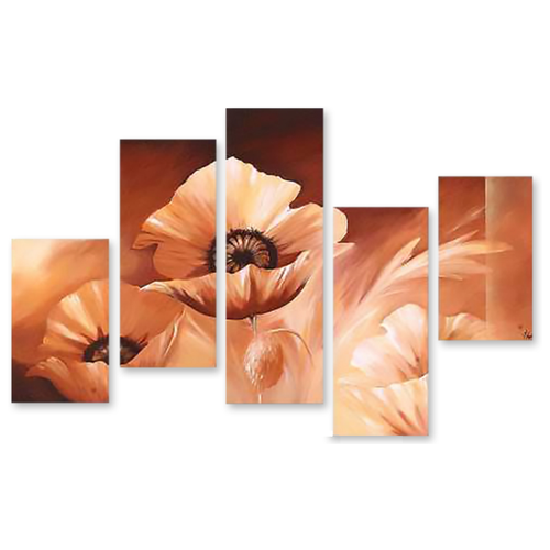 Модульная картина на холсте "Нежные маки" 120x73 см
